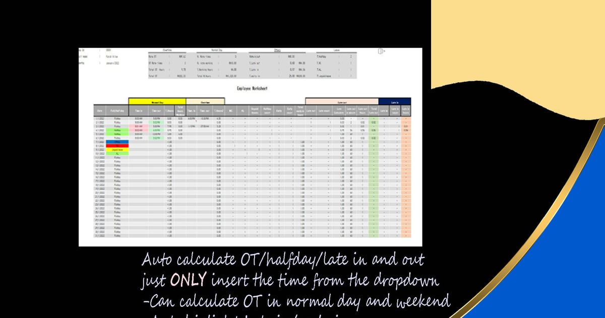 OT Schedules or Time Sheet | Chop Chop Business